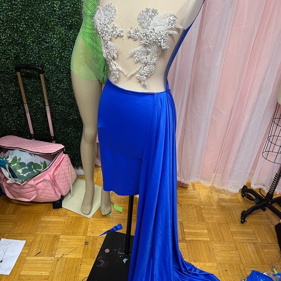 Dresses | Custom Made Royal Blue Dresswith Diamond Appliqu | Poshmark